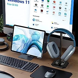 TuparGo Headphone Stand for Desk, Standing Computer Headset Holder,Aluminum Tube Connection and Easy to Assemble ,Suitable for All Over-Ear Headphone (Black, Single)