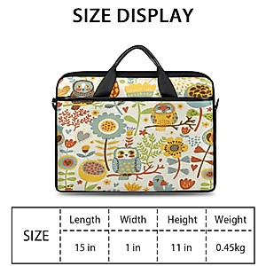 Colorful Owl Floral Laptop Computer Bag Waterproof Shoulder Messenger Bag 13-15 inch Durable Laptop Tote Bag with Shoulder Strap Handle Lightweight Crossbody Briefcase