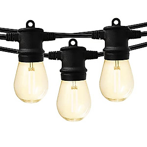 SUNTHIN Outdoor String Lights,48ft Patio Lights with Bright 2W Dimmable Shatterproof Weatherproof Clear Plastic LED Bulbs Outside Hanging Lighting Decoration for Backyard,Porch,Bistro,Cafe,Garden