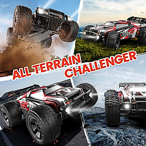 DEERC 9206E DIY Extra Shell 1:10 Scale Large RC Cars,48+ KM/H Hobby Grade High Speed Remote Control Car for Adults Boys,All Terrain 4WD 2.4GHz Off Road Monster RC Truck with 2 Battery for 40+ Min Play