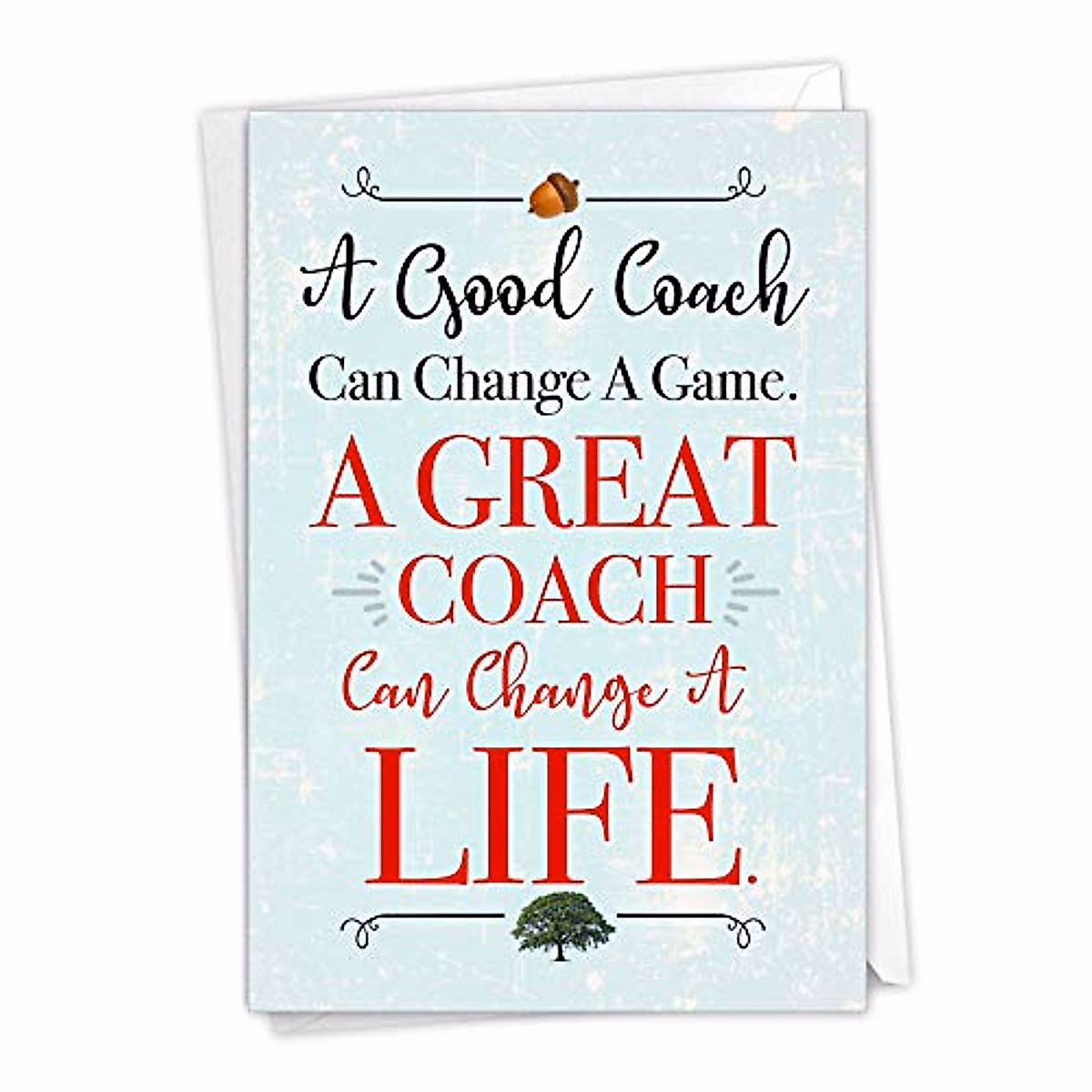 NobleWorks - 1 Thank You Notecard for Teacher - Team Sports Gratitude, Student Athlete Appreciation Card with Envelope, Notes for Mentors and Instructor - Life-Changing Coach C3127TYG