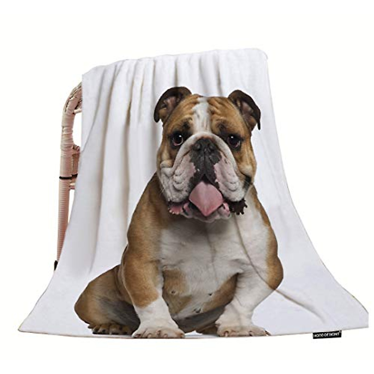 HGOD DESIGNS Throw Blanket Bulldog,Funny English Bulldog Sitting Against Soft Warm Decorative Throw Blanket for Bed Chair Couch Sofa 30"X40"
