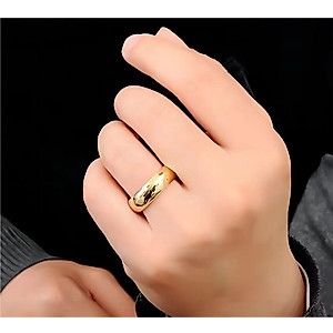 HUARJO 4mm 6mm 8mm 18K Gold Tungsten Carbide Rings for Women Men Domed Polished Steel/Gold/Rose Gold Wedding Band Comfort Fit Size 5-13 (10, 6mm gold)