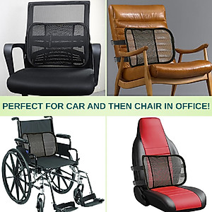 Lumbar Support with Breathable Mesh Layers and Double Sturdy Adjustable Straps, Comfortable Ergonomic Backrest for Office Chair and Car Driver Seat, Posture Cushion and Lower Back Support Pain Relief