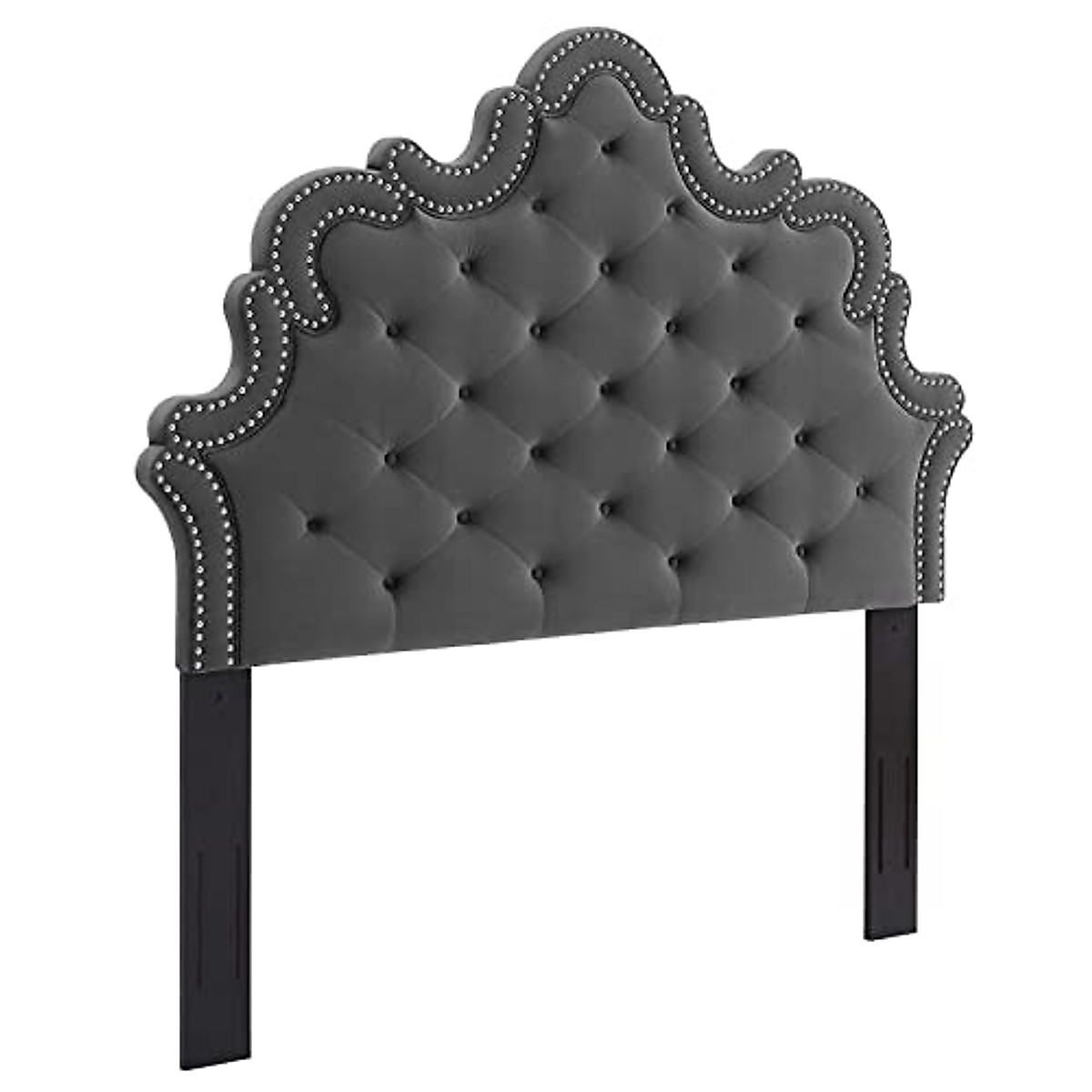 Modway Arabella Button-Tufted Performance Velvet Headboard, Full/Queen, Charcoal