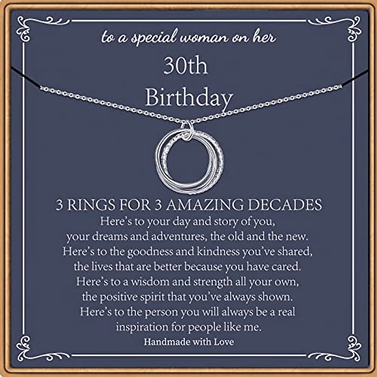 30th Birthday Gifts for Women, 3 Circle Necklace 30th Birthday Gifts Jewelry for Women Her Thirty 30 Years Old Birthday Gifts for 30 year old Woman Three 3 Decades Birthday Necklace for Women