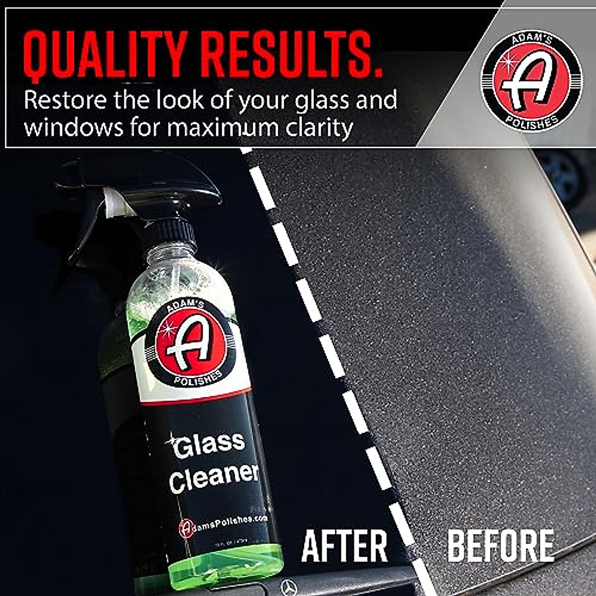 Adam’s Glass Cleaner - Car Window Cleaner | Car Wash All-Natural Streak Free Formula For Car Cleaning | Safe On Tinted & Non-Tinted Glass | Won’t Strip Car Wax or Paint Protection