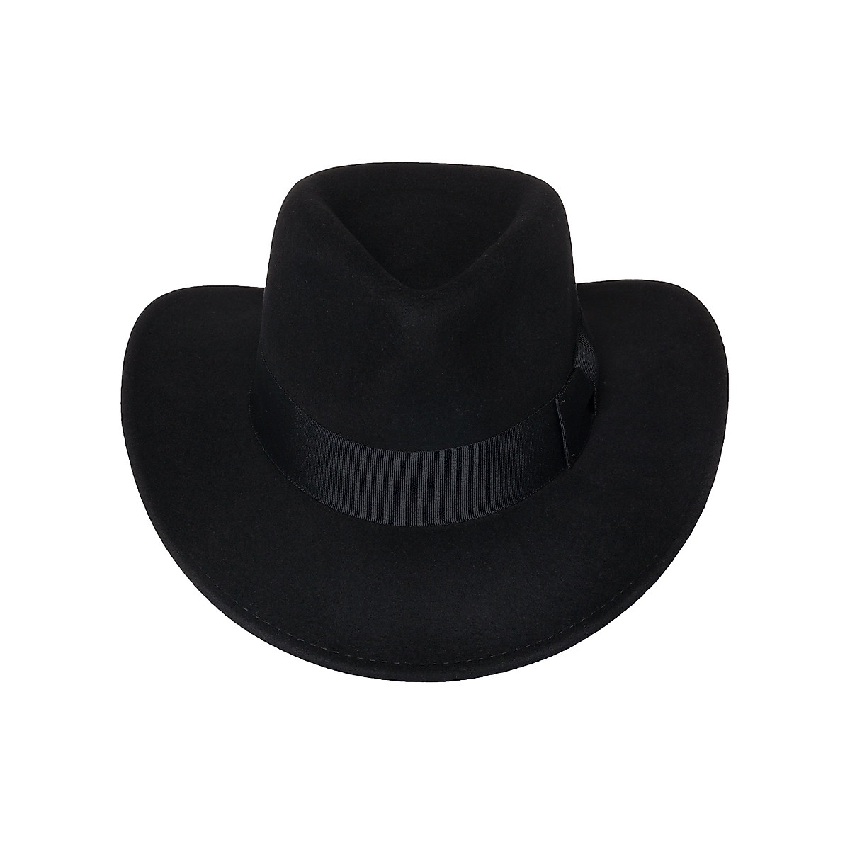 Men's Indiana Outback Fedora Hat Black Crushable Wool Felt by Silver Canyon, Black, Large