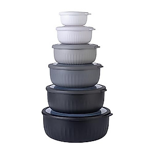 COOK WITH COLOR Prep Bowls with Lids- Wide Mixing Bowls Nesting Plastic Small Mixing Bowl Set with Lids (Green)