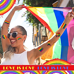 Loopeer 600 Pcs Pride Temporary Tattoos Rainbow Temporary Tattoos Butterfly Heart LGBT Accessories Gay Pride Tattoos Bulk Accessories Waterproof Body Stickers for Boys Girls Women Men Festivals