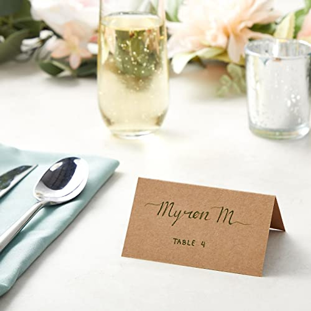 200 Pack Kraft Paper Place Cards for Table Setting, Blank Name Cards for Wedding Reception, Baby Shower, Graduation, Birthday, Table Numbers (3.5 x 2 In, Brown)