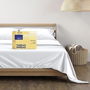 THREAD SPREAD 100% Egyptian Cotton Sheets Full Size - 600 Thread Count White Sheet, 4 PC 16" Deep Pocket Full Size Sheets Sets, High Thread Count Soft Cooling Sateen Weave Cotton Hotel Luxury Sheets