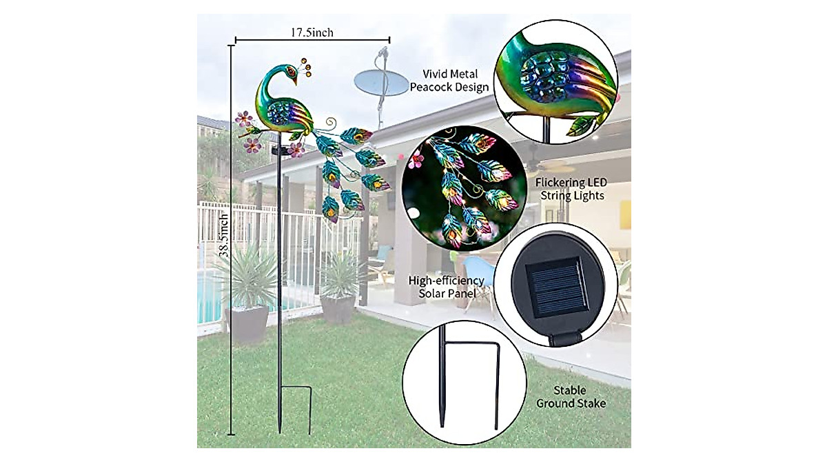 DREAMSOUL Peacock Solar Lights: Elegant Garden & Pathway Decor