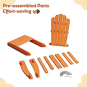 EFURDEN Adirondack Chair, Kids Adirondack Chair Made of Poly Lumber, All-Weather Baby Lawn Chair (Orange)