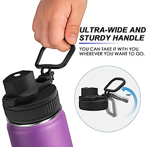 koodee Water Bottle 16 oz Stainless Steel Double Wall Vacuum Insulated Water Bottle for Kids School -Wide Mouth Sports Metal Water Flask for Girls(Purple)