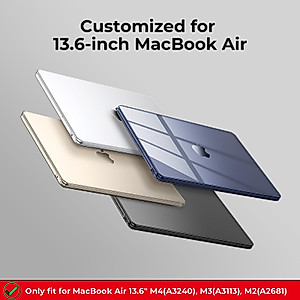 EooCoo Compatible with New MacBook Air 13.6 inch Case 2022 A2681 M2 Chip with Retina Display，Plastic Hard Shell Case + TPU Keyboard Skin Cover + Screen Protector - Crystal Clear