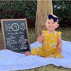 Baby Monthly Milestone Chalkboard | 12" x 16" Wood Framed Reusable Monthly Baby Milestone Board | Baby Calendar First Year
