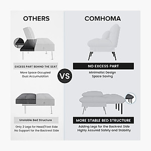 COMHOMA Convertible Sofa Bed, 68″Fabric Couch with Adjustable Backrest, Loveseat Recliner Sleeper Living Room Furniture futon set, Black