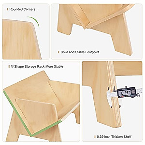 RekRang Wooden Desktop Bookshelf Simple Tabletop Tilted Bookcases for Books Magazine CDs,Desk Organizers and Storage Rack in Living Room/Office/Home (Burlywood)…