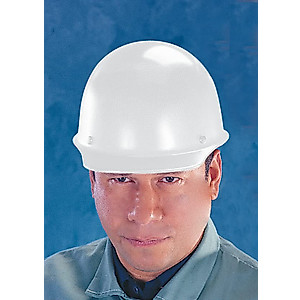 MSA 454618 Skullgard Cap Style Safety Hard Hat with Staz-on Pinlock Suspension | Non-slotted Cap, Made of Phenolic Resin, Radiant Heat Loads up to 350F - Standard Size in White