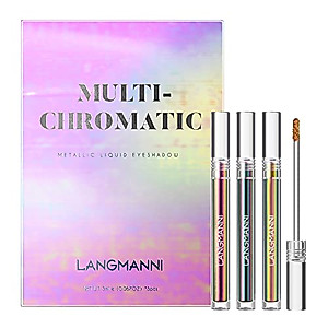 Liquid Glitter Eyeshadow, 3 Colors Multichrome Metallic Liquid Glitter Chameleon Eyeshadow Kit, Quick Drying Long Lasting High Holographic Sparkling Multi-Dimensional Eyeshadow Makeup Set for Women