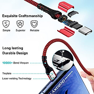 iSeekerKit USB C Cable 1.5FT [3Pack], Short USB A to USB C Cable Fast Charging Data Sync Cord Compatible for Samsung Galaxy S20 S10 S9 S8 Note 9 8, LG G8 G7, Google Pixel 2XL-Red