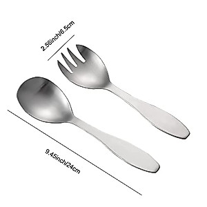 IMEEA Salad Servers Set SUS304 Stainless Steel Salad Fork and Spoon Salad Serving Utensils, 9.45-Inch