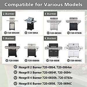 Barbqtime 2 Burner Grill Replacement Parts for Nexgrill 720-0864, Nexgrill 720-0864m, Nexgrill 720-0864r, Stainless Steel Gas Grill Burner & Heat Shield & Igniters Replacement Kit for Nexgrill