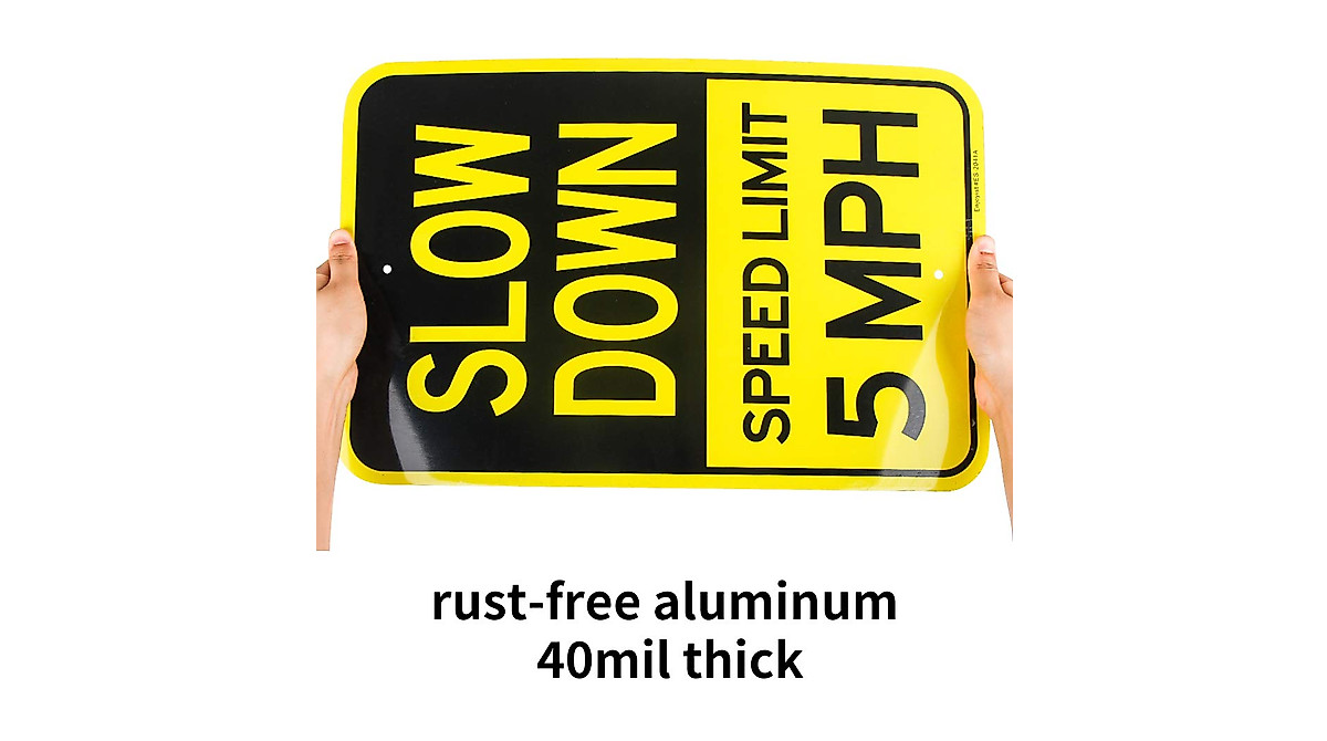 Large 2-Pack Slow Down Sign - Speed Limit 5 MPH