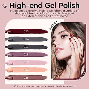 modelones Gel Nail Polish Kit with U V Light 48W Nail Dryer 7 Nude Colors Gel Nail Polish Set, No Wipe Base Top Coat, Nail Primer, Nail Art Decorations, Integrated Manicure Tools Kit,Gift for women