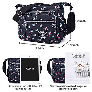 LassZone Lightweight Nylon Crossbody Bag for Women Multi-pocket Satchel Shoulder Bag Ladies Travel Handbags Waterproof Messenger Bag