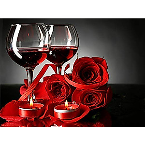 Purple Verbena Art Canvas Print Art of Red Wine Rose and Candle Picture Painting Wall Art Modern Home Decor for Living Room Bedroom Bathroom Decoration Gifts Artwork Wall Décor,Framed 12x16 Inches