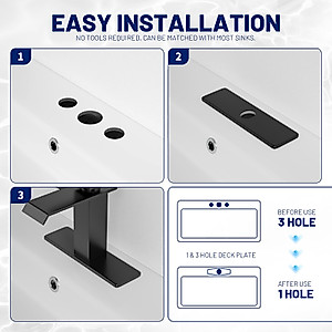 BWE 10 Inch Faucet Hole Cover.Bathroom or Kitchen Sink Hole Cover,Black Escutcheon Plate,Stainless Steel Deck Plate for 1 or 3 Hole Bathroom or Kitchen Sink Fauce