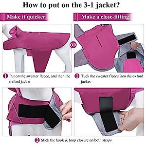 VIVAGLORY 3-in-1 Dog Coats Lined with Fleece, Reflective Water-Resistant Cold Weather Dog Coats, Wind Breaker, Warm Sweater with Leash Portal, Dog Winter Coats for Large Dogs