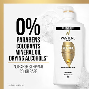 Pantene Daily Moisture Renewal Shampoo with Hair Mask Treatment, Pro-V for Dry Damaged Hair, Antioxidant-Rich, Hydrating & Nourishing, Safe for Color-Treated Hair, 27.7 Fl Oz Each, 2 Pack