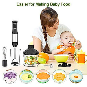 Immersion Blender,7 in 1 Hand Blender Electric 800W 20-Speed with Egg Whisk,Milk Frother,500ml Chopper,600ML Beaker,Ice Crush Blade,for Puree Infant Food, Smoothies, Sauces, Soups