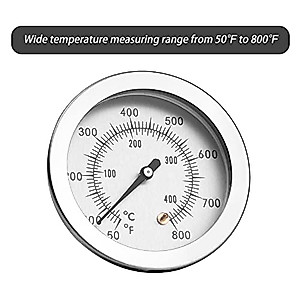 Skyflame 2pcs BBQ Temperature Gauge, 2 Inch Large Dial, Heat Indicator Temp Gauges Grill Thermometer Replacement for Indoor/Outside Pizza Oven Kit