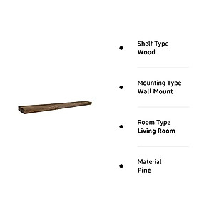 Joel's Antiques Floating Wall Shelf - 72-Inch Wood Decor & Long Shelf for Fireplace Mantel, Bookshelf, & Farmhouse - Wall-Mounted Rustic Stand, Wooden Hanging Display - Medium Brown, 72" x 6" x 2"