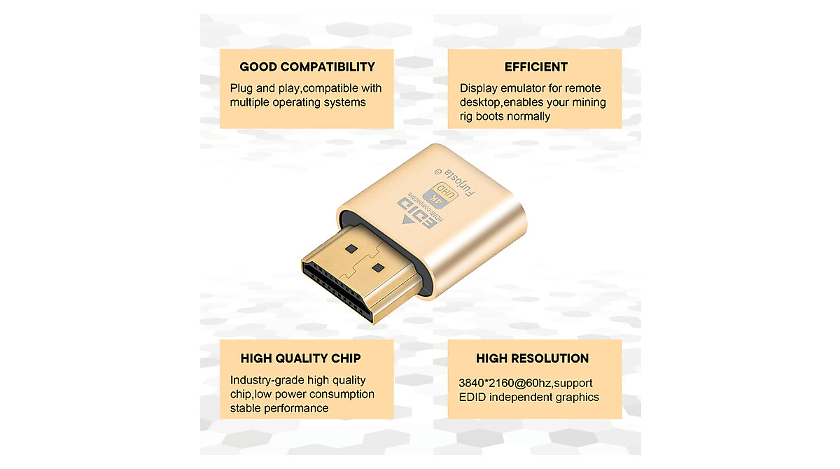 Furjosta HDMI Dummy Plug for Headless Display 4K 60Hz Emulator