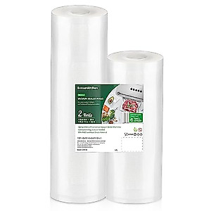 Bonsenkitchen Vacuum Food Sealer Rolls Bags, 2 Packs 8 in x 20 ft Storage Bags, BPA Free, Durable Commercial Customized Size Food Bags for Food Storage and Sous Vide Cooking