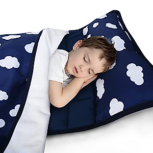 Nap Mats for Preschool Daycare Quilted Portable & Skin-Friendly Toddler Nap Mat Roll up Tavel Sleeping Bag for Kids with Removable Pillow Machine Washable