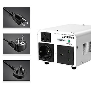 LVYUAN 800W Voltage Transformer Step Up 110V to 220V, Step Down 220V to 110V Voltage Converter with US, UK & European Power Cords