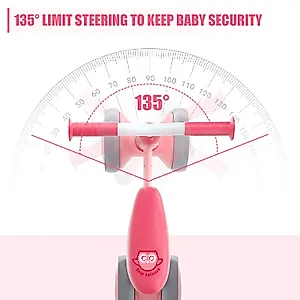 Peradix Balance Bike, Pink, Adjustable 7'' Wheels for 1-3 yr Old Toddlers, Promotes Walking & Riding Skills, BPA-Free, ASTM F963-11 Certified