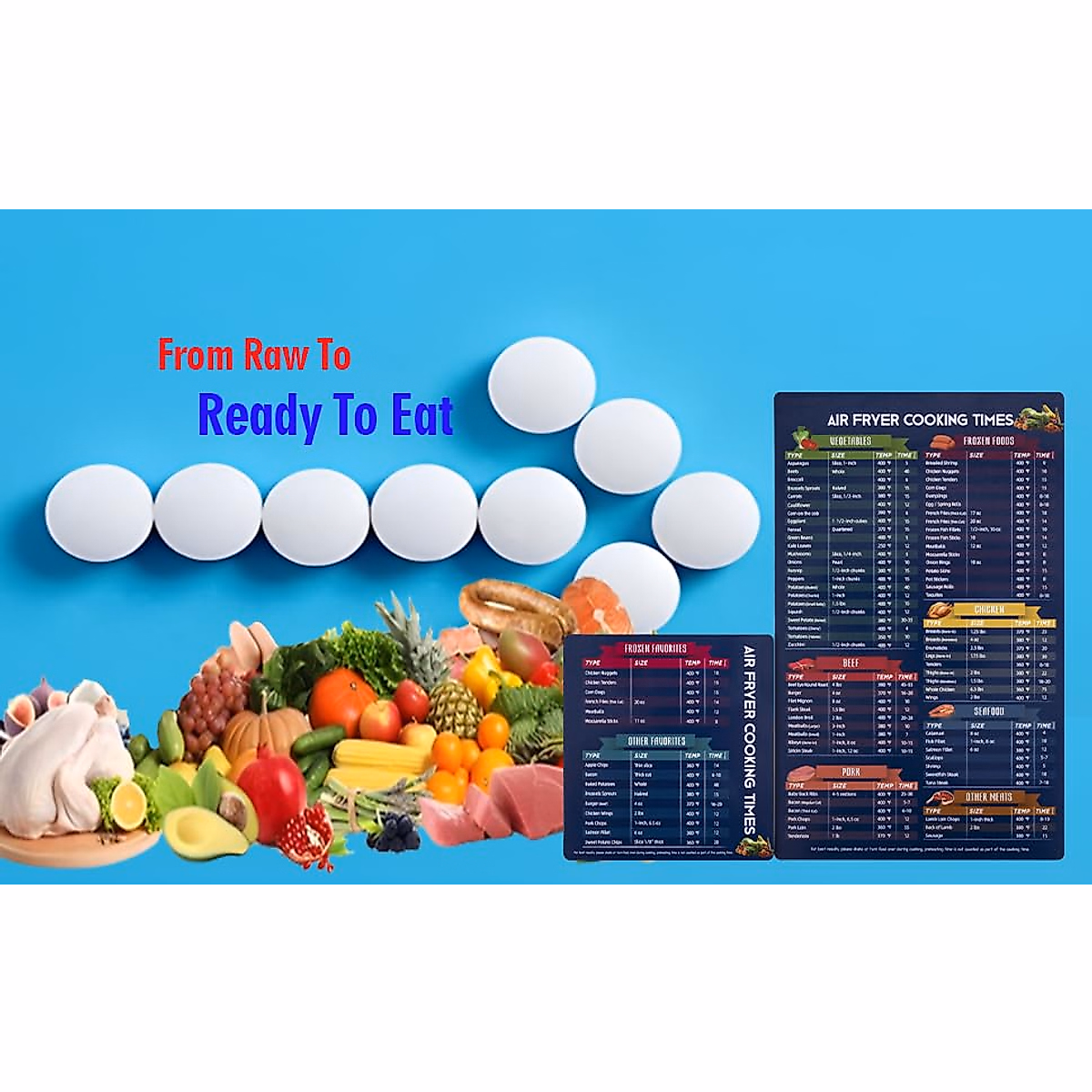 KW.Libite Air Fryer Cheat Sheet, Air Fryer Cookguide for Beginners, Air Fryer Recipes,Air Fryer Cooking Chart Air Fryer Magnetic Cheat Sheet, Air Fryer Guide