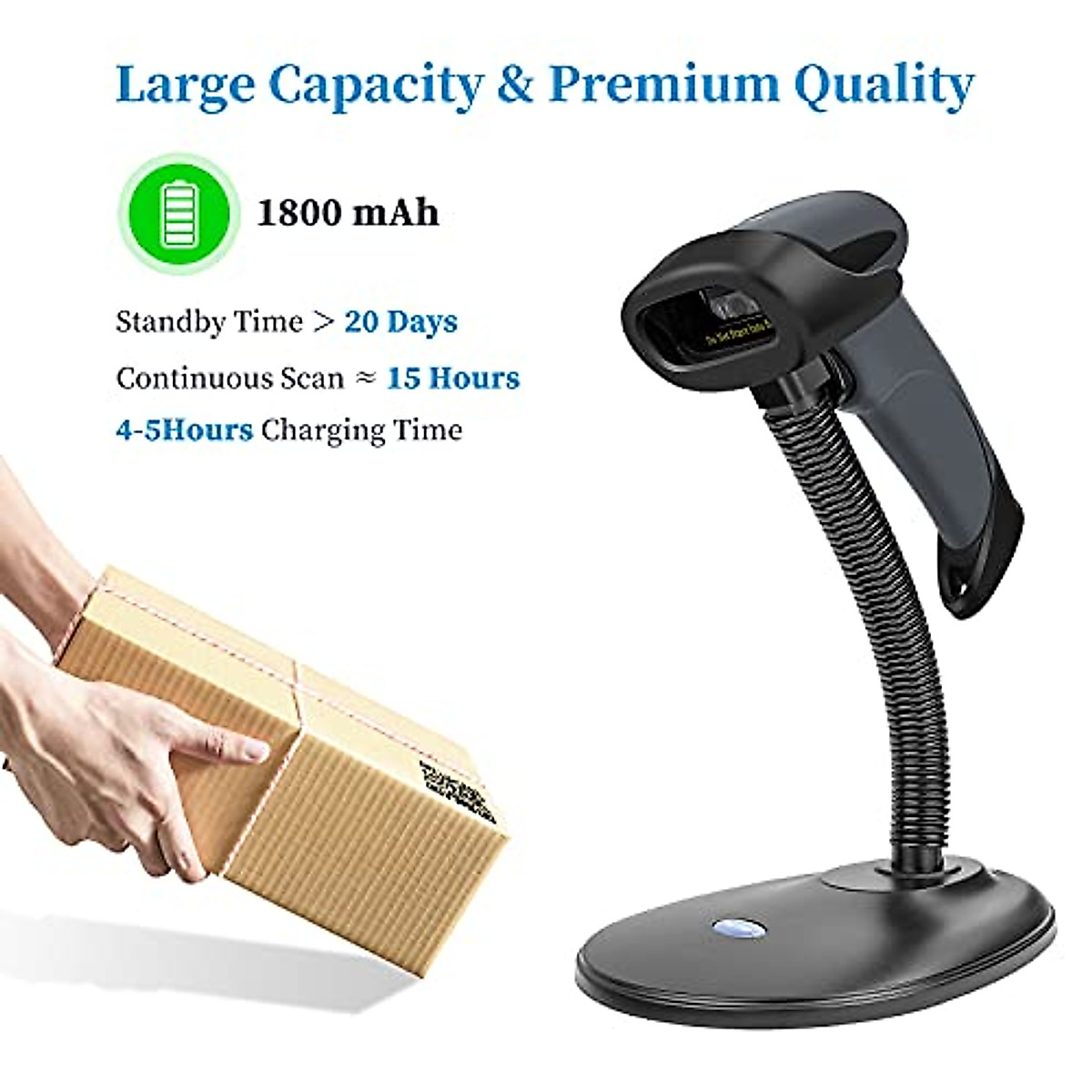 NETUM Bluetooth Barcode Scanner with Stand 2.4G Wireless & Bluetooth & Wired 1D CCD Scanner Gun for Supermarket, Store, Warehouse Handheld Bar Code Reader Work with Windows, Mac,Android, iOS