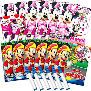 Disney Minnie Mouse and Mickey Mouse Imagine Ink Coloring Book Set for Girls Boys ~ 12 Pack No Mess Coloring Books with Minnie Stickers (Minnie Mouse Mickey Mouse Party Favors Bundle)