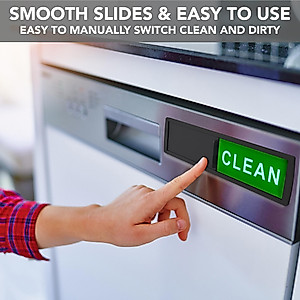 Premium Clean Dirty Dishwasher Magnet, Dirty Clean Sign for Dishwasher Easy to Read and Strong Slide for Changing Signs, Heavy Duty Magnet with Optional Stickers (Red & Green (Black))