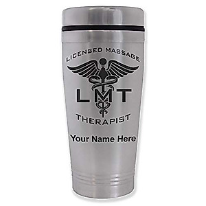 LaserGram 16oz Commuter Mug, LMT Licensed Massage Therapist, Personalized Engraving Included