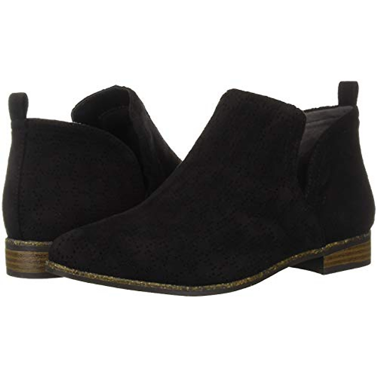 Dr. Scholl's Shoes Women's Rate Ankle Boot, Black Perforated Microfiber Suede, 10 Wide US
