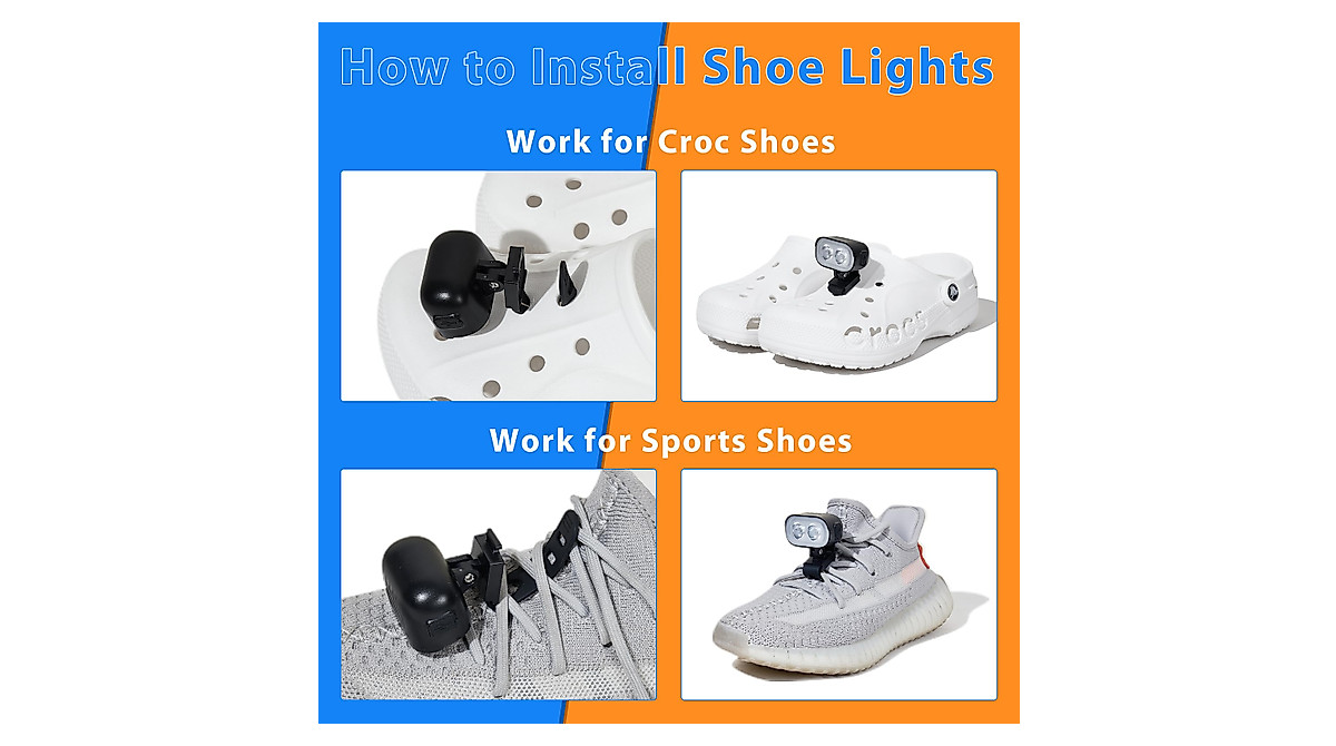 Bright Rechargeable Headlights for Crocs – 2 Pcs